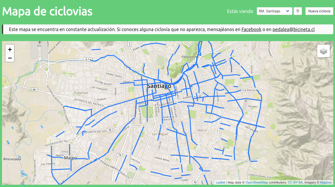 Mapa de ciclovías - Bicineta